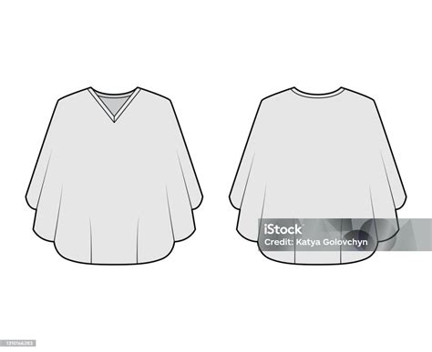 판초 코트 테크니컬 패션 일러스트와 V넥 칼라 오버사이즈 사다리꼴 바디 핑거팁 길이 플랫 재킷 0명에 대한 스톡 벡터 아트 및 기타 이미지 Istock