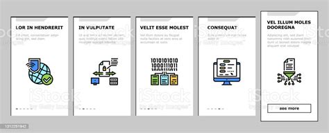 Ssh Sftp File Transfer Protocol Onboarding Icons Set Vector Stock Illustration Download Image