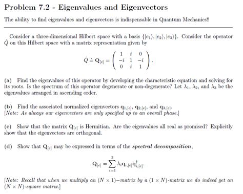 Solved Problem Eigenvalues And Eigenvectors The Chegg