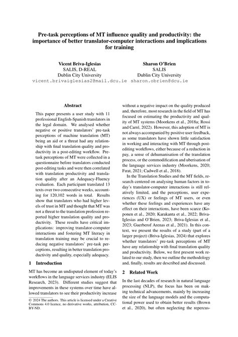 Pdf Pre Task Perceptions Of Mt Influence Quality And Productivity The Importance Of Better