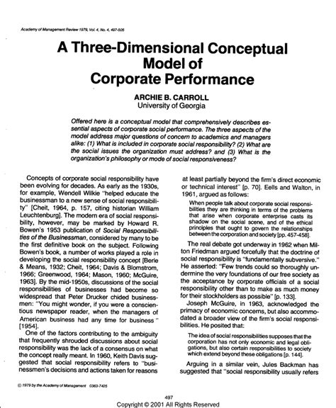 Pdf A Three Dimensional Model Of Corporate Performance