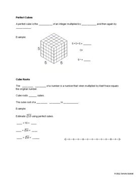 Square Cube Roots Notes By Mrs Seacat TPT