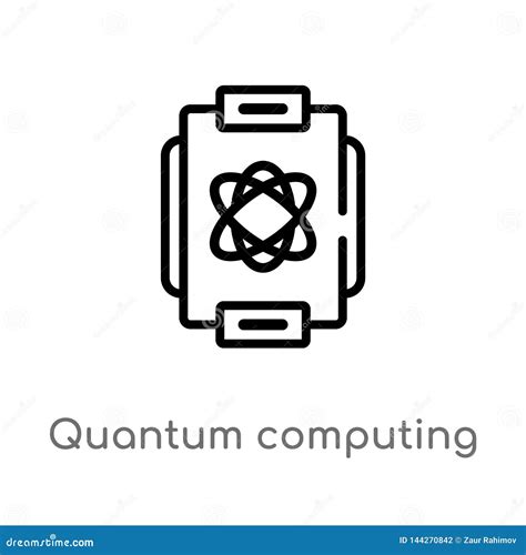 outline quantum computing vector icon isolated black simple line