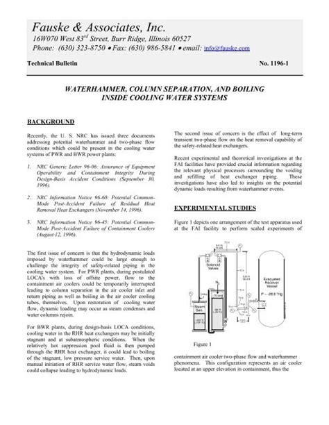Waterhammer Column Separation And Boiling Inside Cooling Water