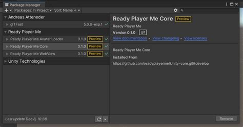 GitHub Readyplayerme Rpm Unity Sdk Core Core Is Responsible For Module Management And Setting