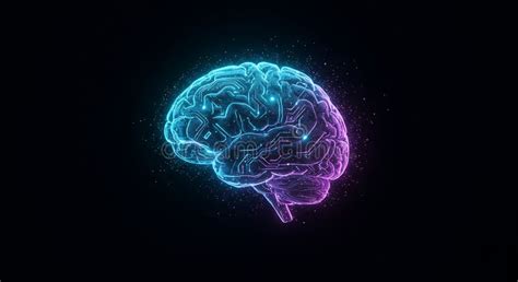 A Brain With Glowing Circuits Symbolizing Neural Networks And Artificial Intelligence Stock