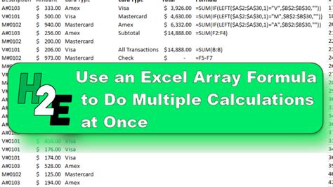 Use An Excel Array Formula To Do Multiple Calculations At Once