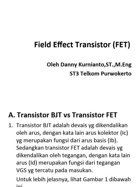 Field Effect Transistor Fet Pdf