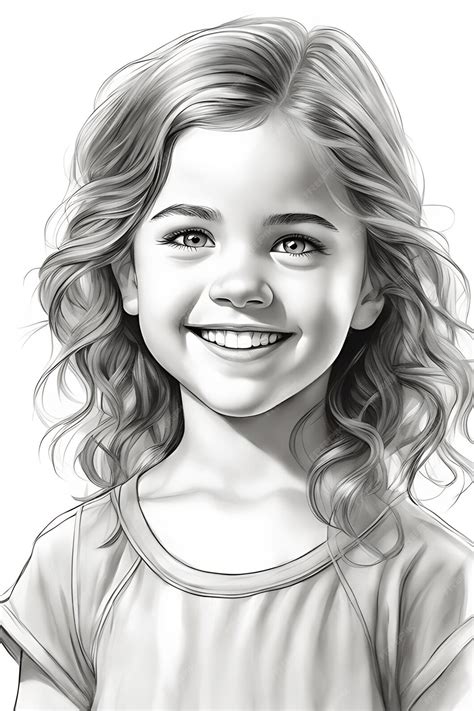 Coloriage Enfant Joyeux Croquis Au Crayon Imprimable Coloriage Adulte