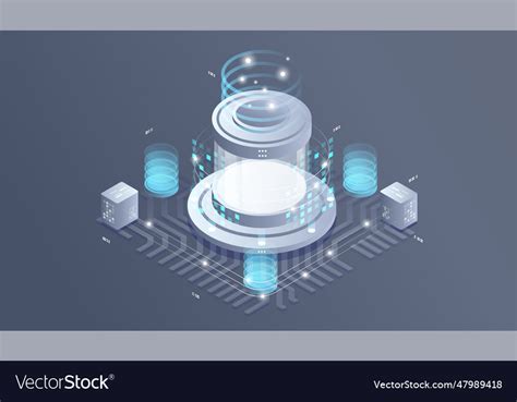 Datacenter Isometric Information Flowdigital Vector Image