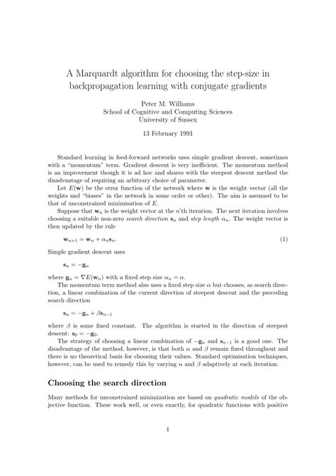 Pdf A Marquardt Algorithm For Choosing The Step Size In