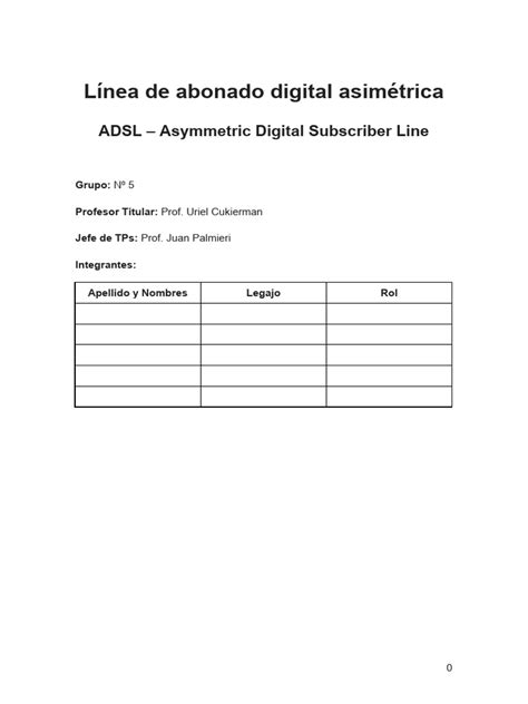 Grupo 5 Línea De Abonado Digital Asimétrica Adsl Asymmetric