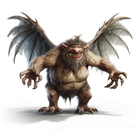 신화적 언급이 있는 무서운 도깨비 생물의 사실적인 삽화 프리미엄 사진