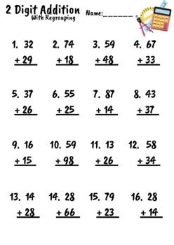 2 Digit Addition With Regrouping By Halle Herbert TPT
