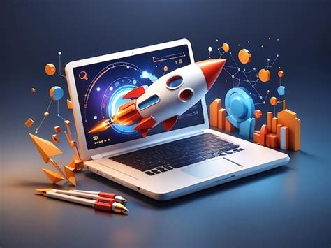 Premium Ai Image 3d Seo Optimization With Rocket For Marketing Social