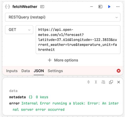 “internal Error Running A Block” When Running A Workflow Resource Query