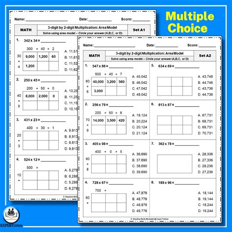 3 Digit By 2 Digit Area Model Multiplication Worksheets Expertuition Worksheets Library