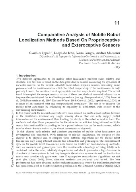 Pdf Comparative Analysis Of Mobile Robot Localization Methods Based On Proprioceptive And