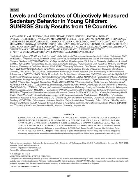 Pdf Levels And Correlates Of Objectively Measured Sedentary Behavior