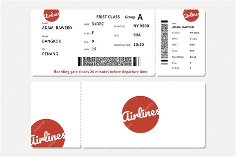 Premium Vector Flat Template Of Red Boarding Pass Premium Vector Flat Template Of Red Boarding Pass