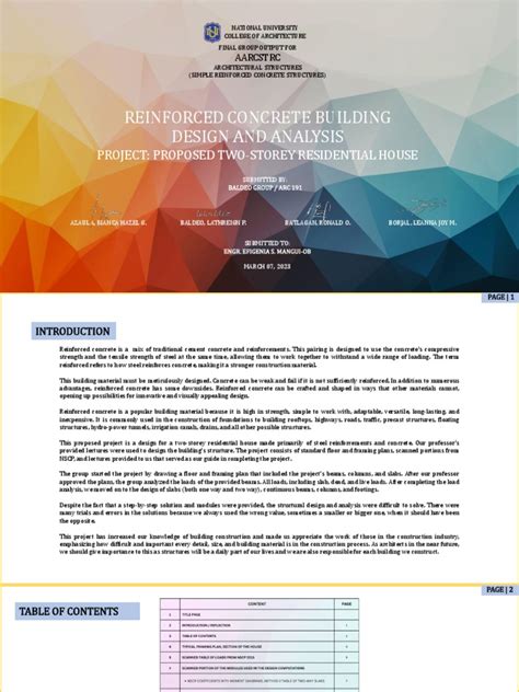 Reinforced Concrete Building Design And Analysis Project Proposed Two Storey Residential House