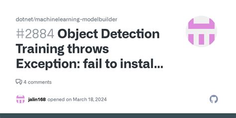 Object Detection Training Throws Exception Fail To Install Runtime