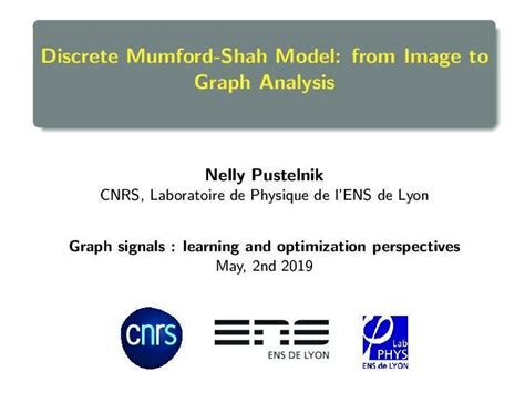 pdf discrete mumford shah model from image to graph analysis · di