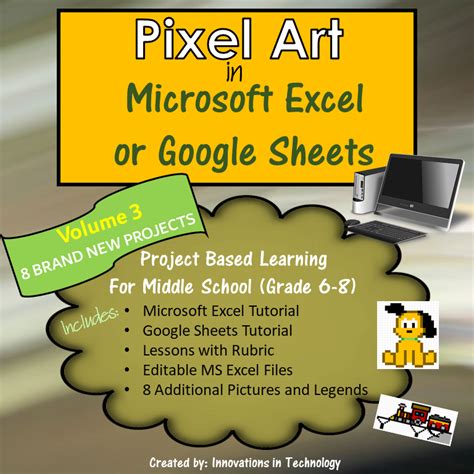 Pixel Art In Microsoft Excel Or Google Sheets VOLUME 3 Classful