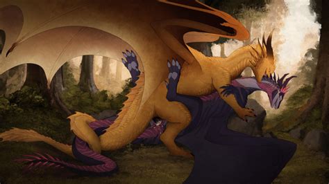 Rule 34 Bite Dragon Duo Dwiinsahrona Therussbuss Entwined Tails Female Feral Feral On Feral