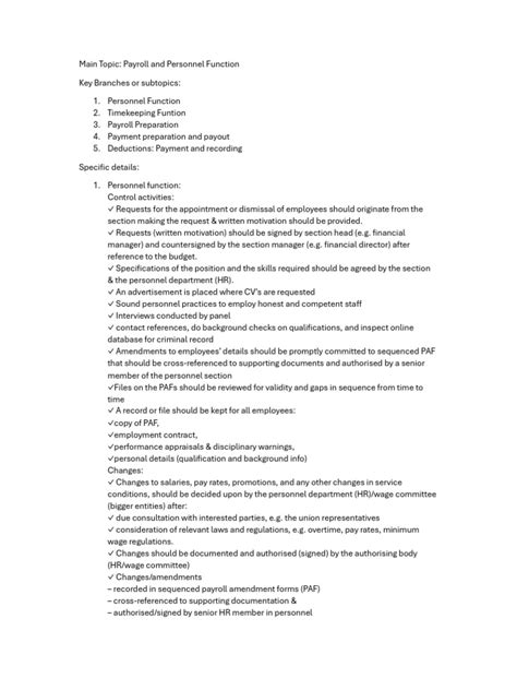 Payroll And Personnel Function Pdf Payroll Overtime