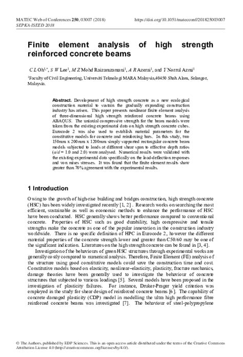 Pdf Finite Element Analysis Of High Strength Beams