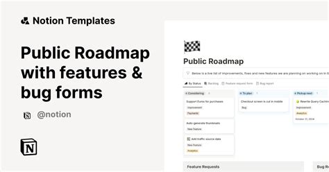 Public Roadmap With Features And Bug Forms Template By Notion Notion Marketplace