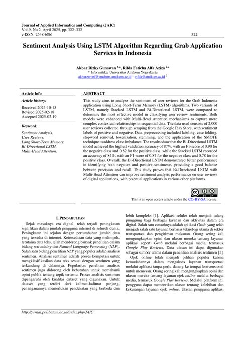 Pdf Sentiment Analysis Using Lstm Algorithm Regarding Grab