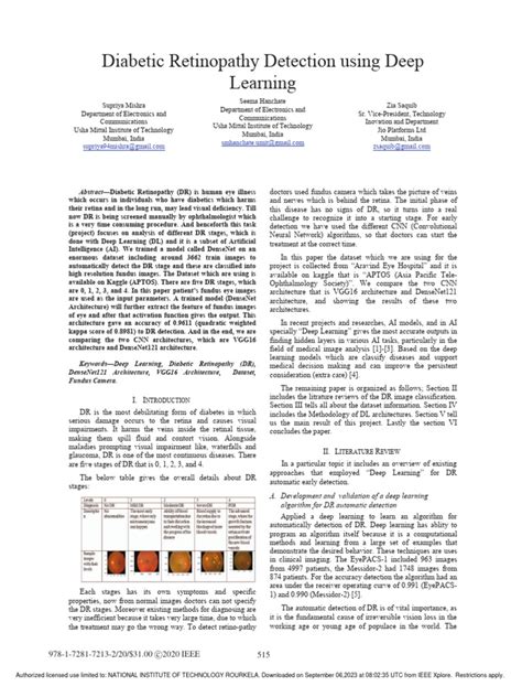 Diabetic Retinopathy Detection Using Deep Learning Pdf Deep Learning Applied Mathematics