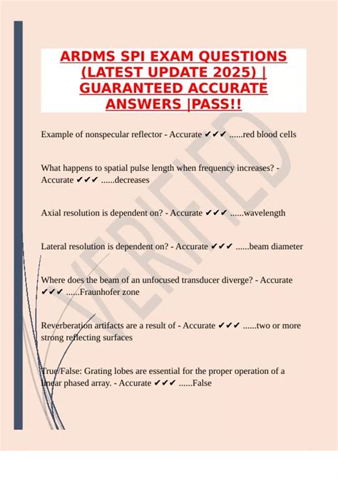 ARDMS SPI EXAM QUESTIONS LATEST UPDATE 2025 GUARANTEED ACCURATE ANSWERS PASS ARDMS SPI