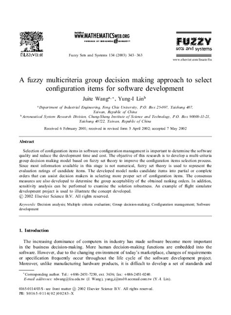 Pdf A Fuzzy Multicriteria Group Decision Making Approach To Select