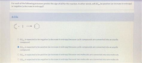solved for each of the following processes predict the sign