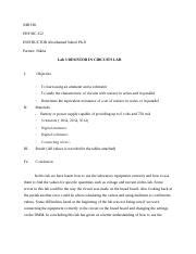 Lab RESISTOR IN CIRCUITS LAB Docx NHI HO PHYSIC INSTRUCTOR Abouhamed Saberi Ph D Partner