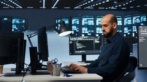 Man Programming In High Tech Facility With Stock Footage Sbv 349012268