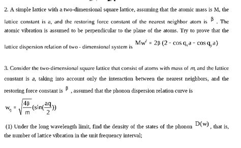 Solved A Simple Lattice With A Two Dimensional Square