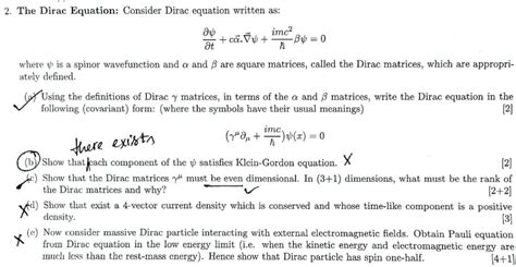 Solved The Dirac Equation Consider Dirac Equation Written