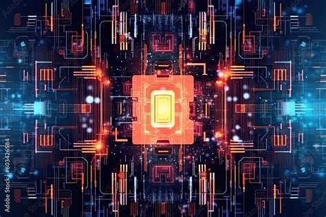 artificial intelligence and humanoid head with neural network quantum