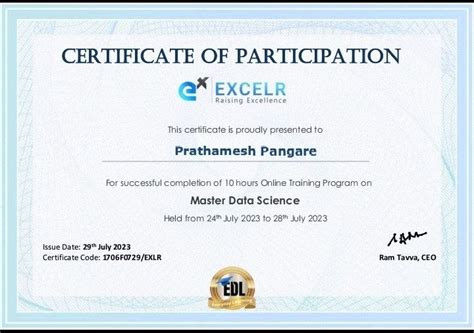 Completed A Data Science Masterclass With Excelr Prathamesh Pangare Posted On The Topic Linkedin