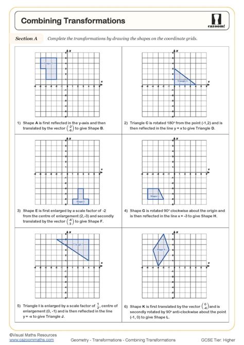 Combining Transformations Worksheet Cazoom Maths Worksheets Combining Transformations Worksheet Cazoom Maths Worksheets