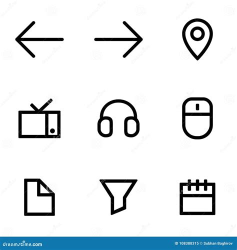 Set Of Icons For Simple Flat Style Ui Design Stock Vector Illustration Of Flat Round 108388315