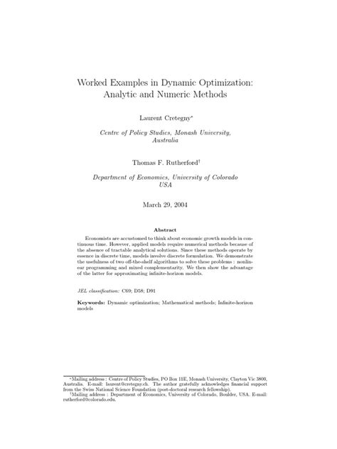 Worked Examples In Dynamic Optimization Analytic And Numeric Methods Pdf Calculus Of