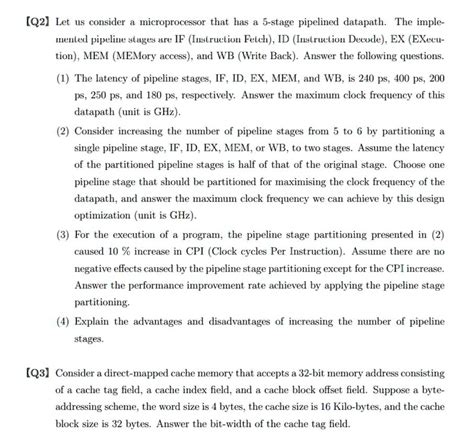 [q2] let us consider a microprocessor that has a 5 stage pipelined