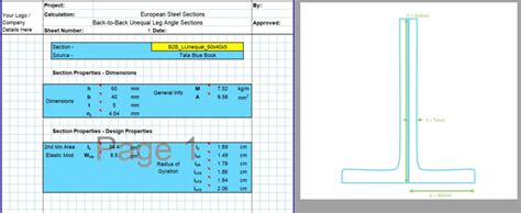 Angle Section Properties Calculator Spreadsheet Civilweb Spreadsheets