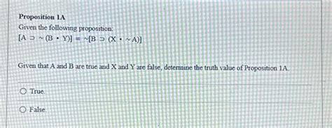 Proposition 1a Given The Following Proposition