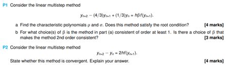 Solved P1 Consider The Linear Multistep Method Yn2